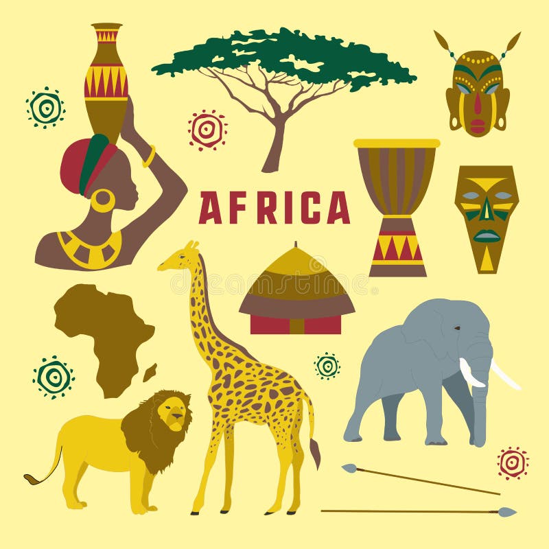 Africa Elements , Pixel Perfect Icons Stock Vector - Illustration of ...
