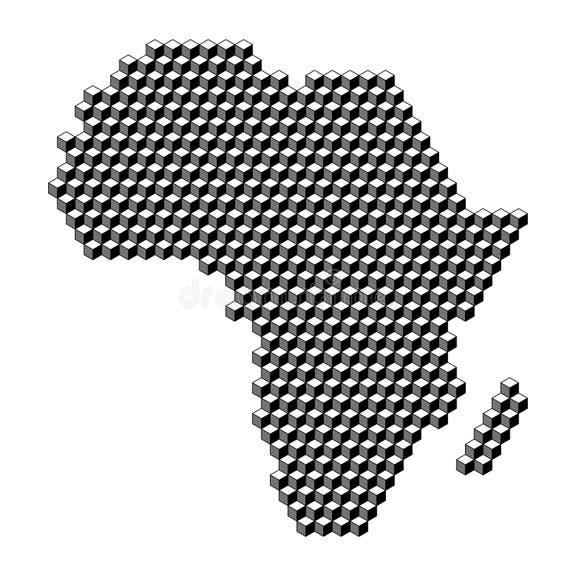 Africa Mainland Map from 3D Black Cubes Isometric Abstract Concept ...