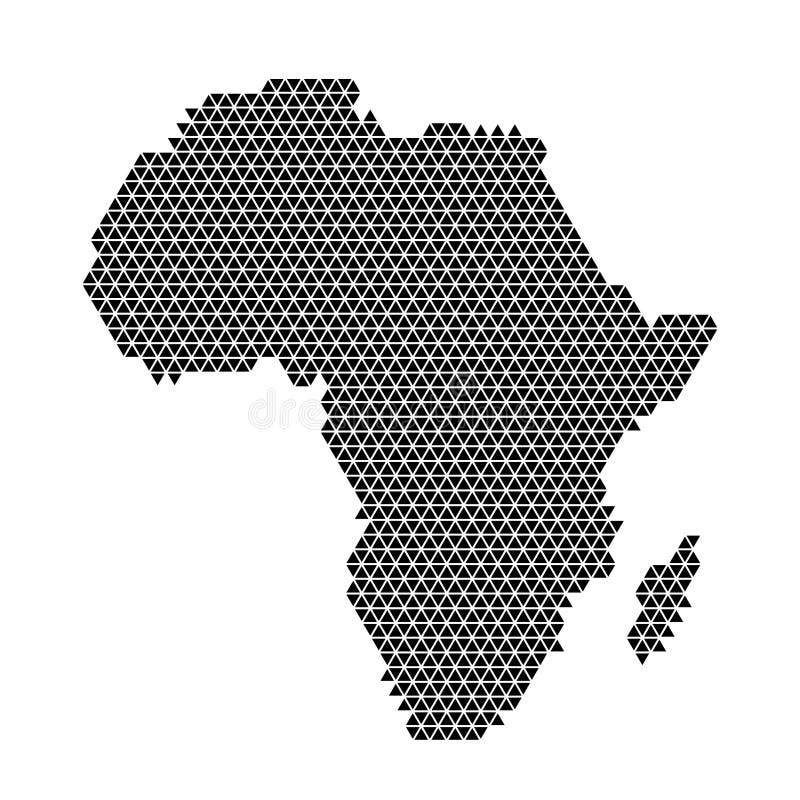 Africa Map Abstract Schematic from Black Triangles Repeating Pattern ...