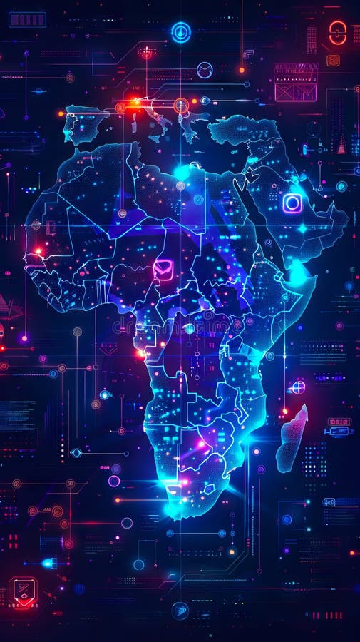 Africa Map with Digital Technology and Network Connections Stock Image ...