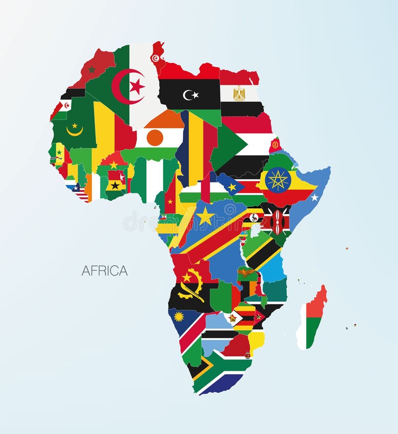 The Africa Map Divided by Countries Stock Illustration - Illustration ...