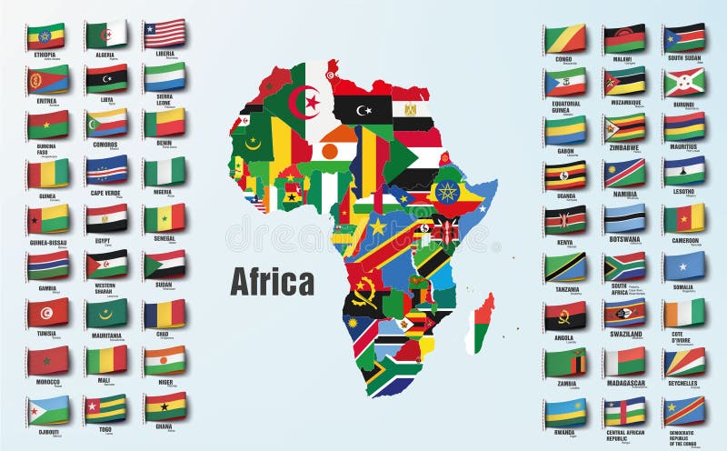 The Africa Map Divided by Countries Stock Vector - Illustration of ...