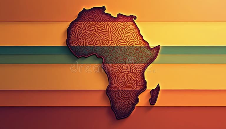 Africa Map Illustration with Dark Brown Pattern and Gradient Background ...