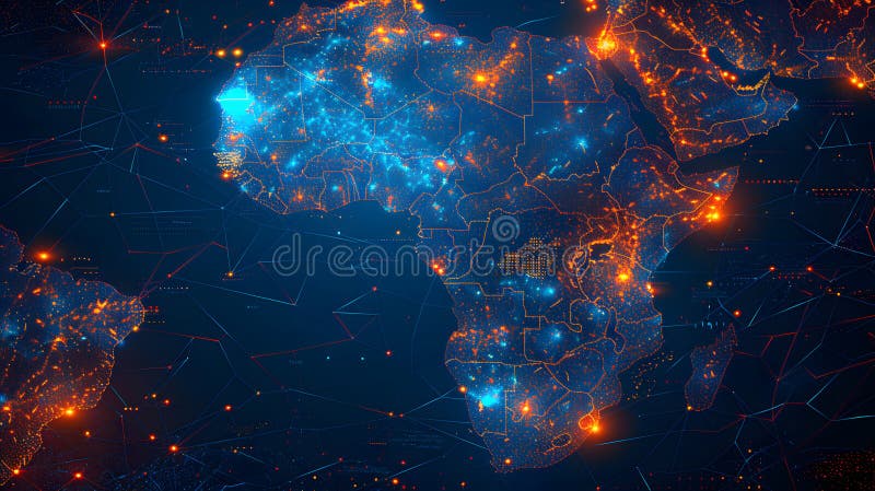 Africa Map Illustration - Gradient Colors and Textures on Blank Canvas ...