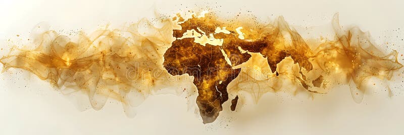 Africa Map Illustration on White Canvas with Beige Background Stock ...