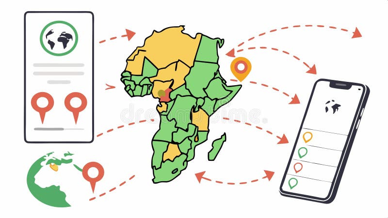 Africa Map with Phone, Mobile Network and Global Connection Vector Design Generative AI Stock ...
