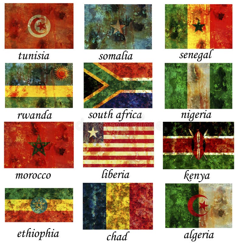 Africa Most Important Old Flags Stock Image - Image of wall, paper ...