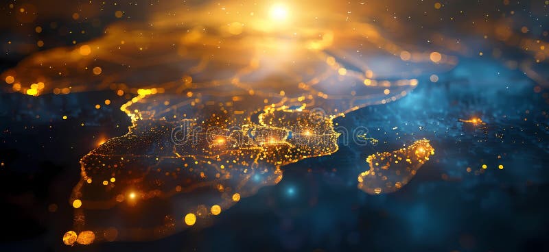 Africa Nightlife and City Lights on a Global Map Stock Illustration ...