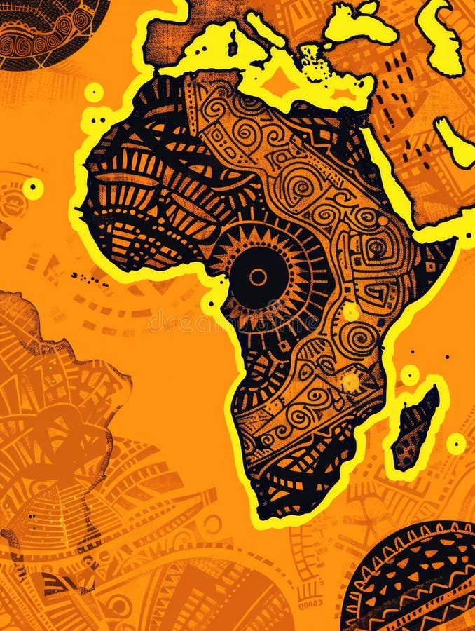 Africa Patterned Map stock image. Image of colorful - 367116175