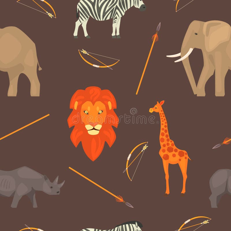 Africa Seamless Pattern with Jungle Animals, Design Element Can Be Used ...