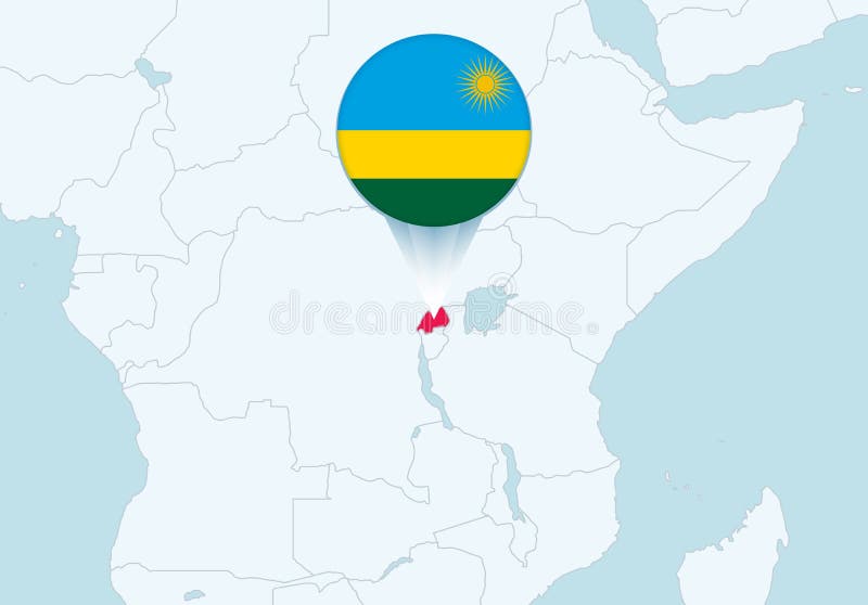 Africa with Selected Rwanda Map and Rwanda Flag Icon Stock Vector ...