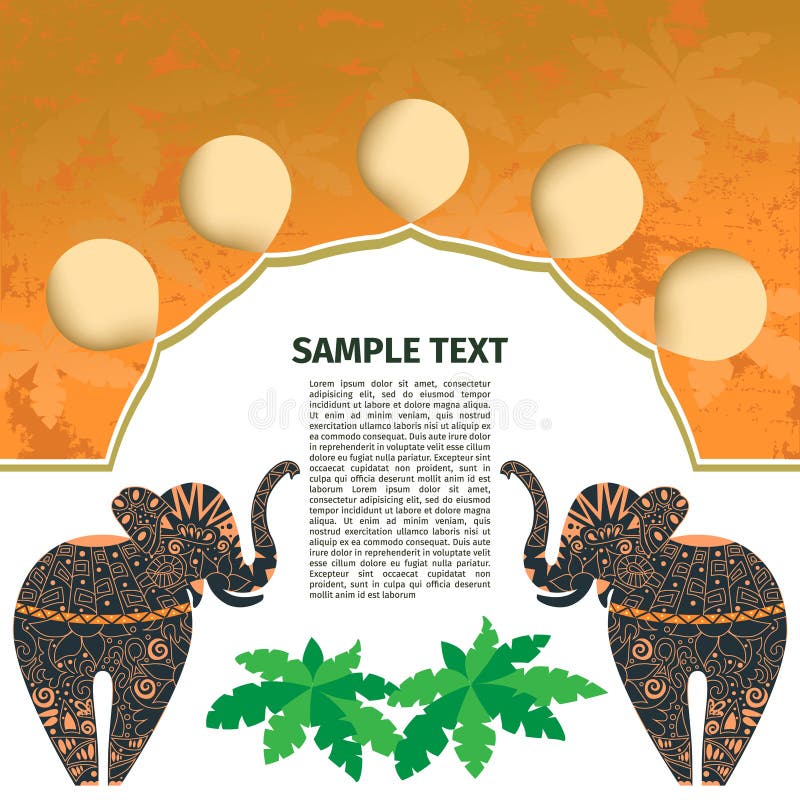 Africa. Template Design with a Pair of Elephants Stock Vector ...