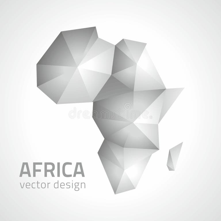 Africa Triangle Vector Polygonal Grey Map Stock Vector - Illustration ...