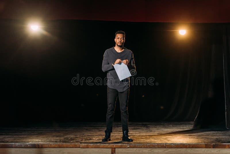 American Actor Holding Scenario and Standing Stock Photo - Image of ...