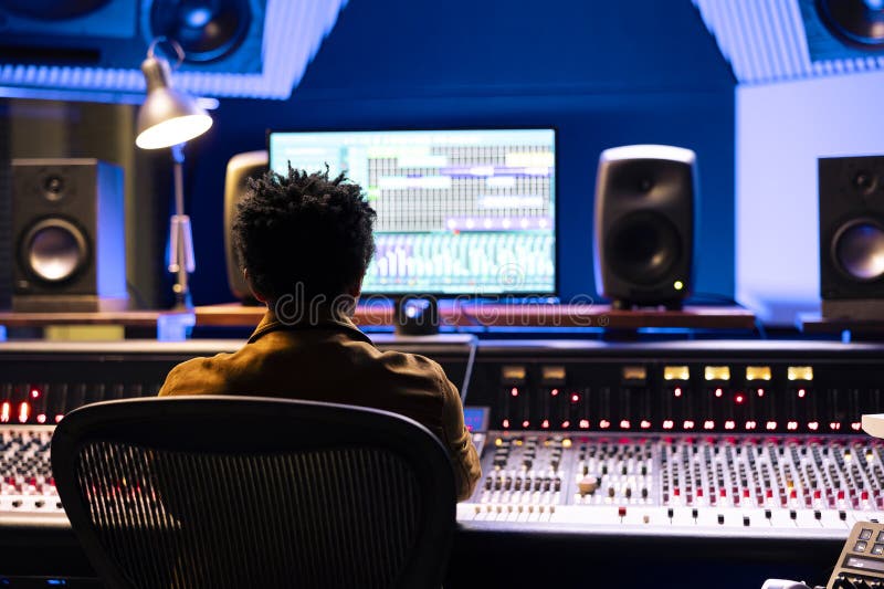 African American Audio Technician Recording Tracks from Sound Booth Stock Image - Image of song ...