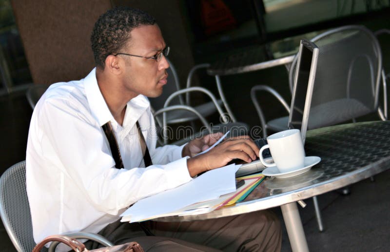 African American Black Businessman Working on His Stock Photo - Image ...