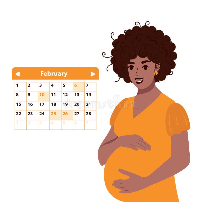 Pregnant African American Black Woman Among Palm Leaves Flat Vector