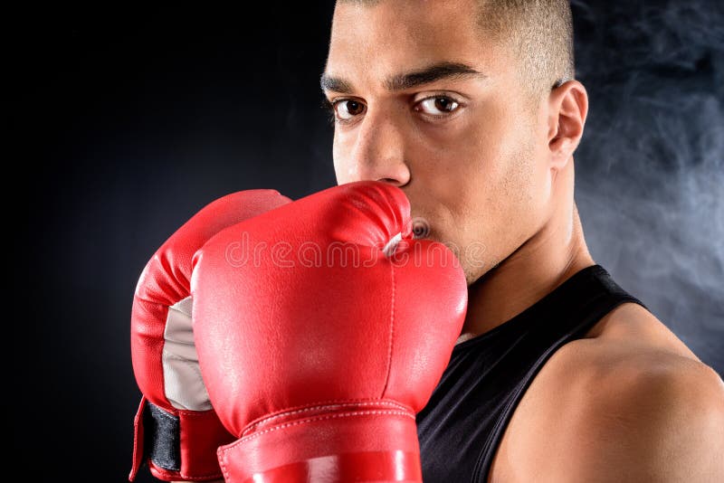 African American Boxer Looking at Camera Stock Image - Image of ...