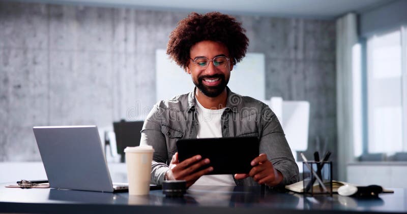 African American Business Man Designer Using Tablet Stock Image - Image ...