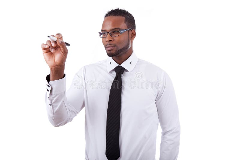 African American Business Man Writing Stock Image - Image of ethnic ...