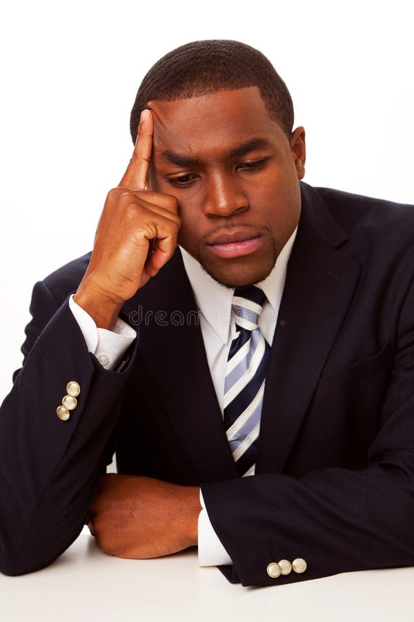 African American Businessman in Deep Thought. Stock Image - Image of ...