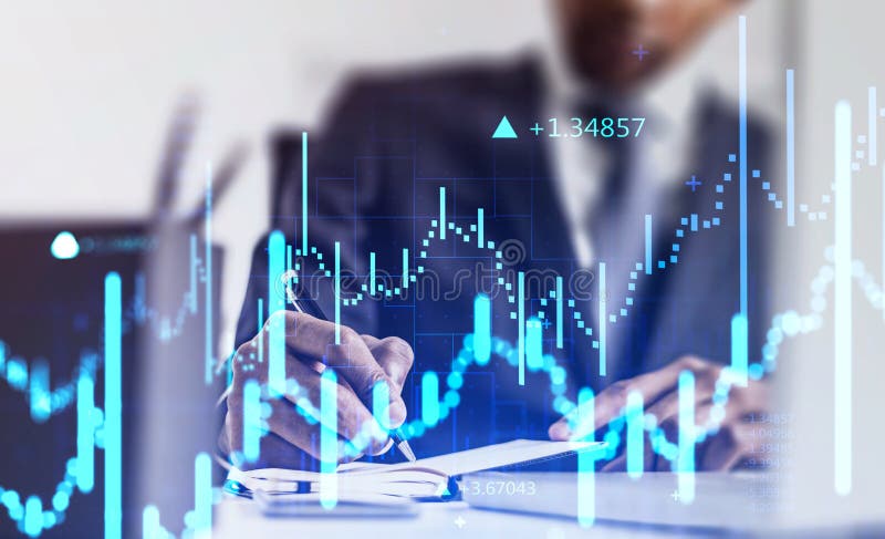 African American Businessman is Putting Down Information Share Value ...