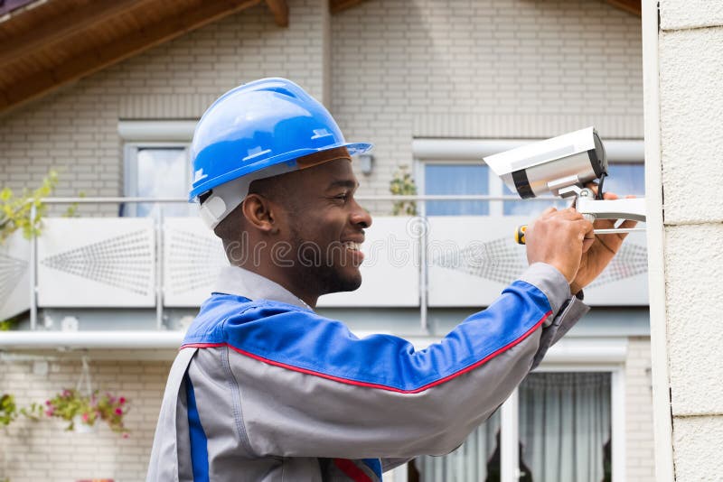 African American CCTV Security Technician Professional Stock Image ...