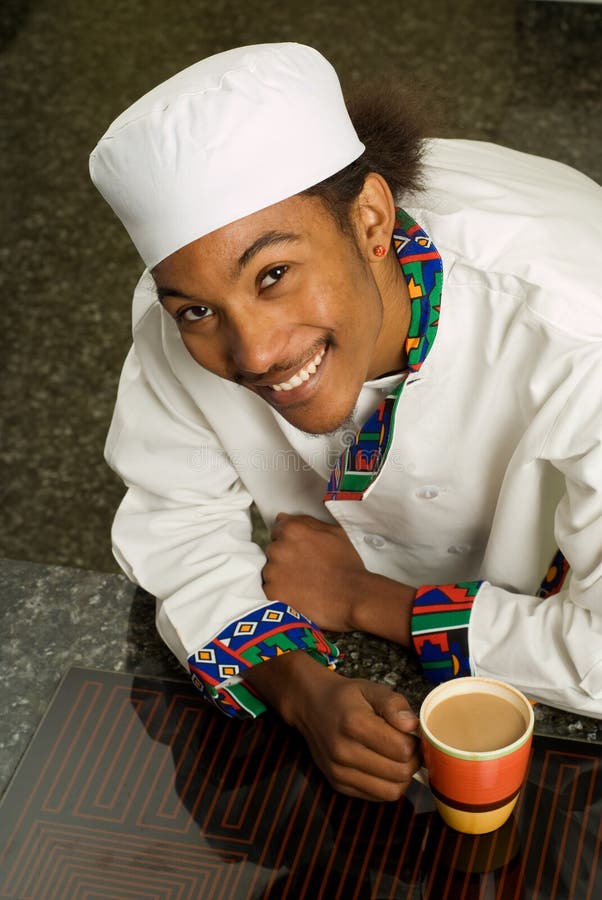 African American Chef Drinking Coffee Stock Image - Image of chef ...