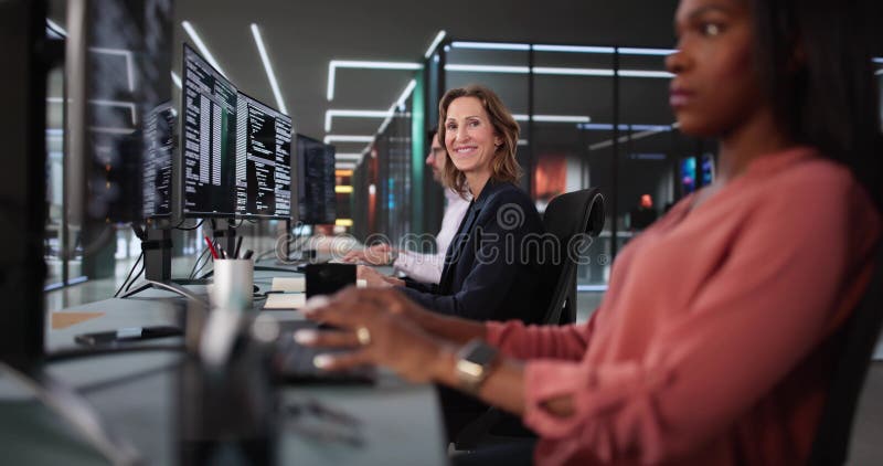 African American Coder Happily Coding On Desktop Stock Image Image Of Coder Group 362853797