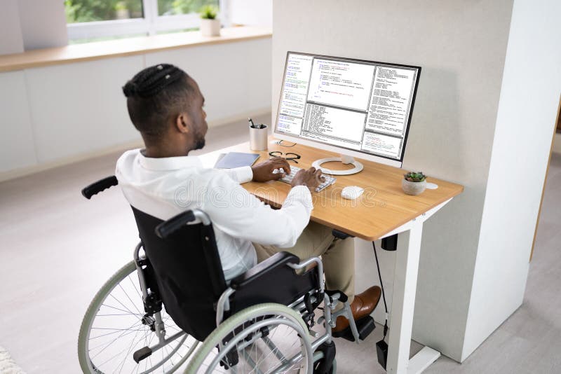 African American Coder Using Computer At Desk Stock Image Image Of Coding Programmer 253516071