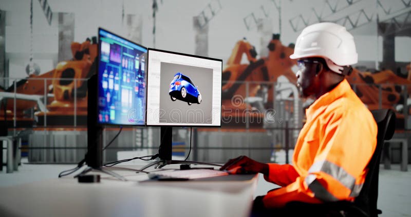 African American Coder Using Computer At Desk Stock Image Image Of Engineer Factory 306879901