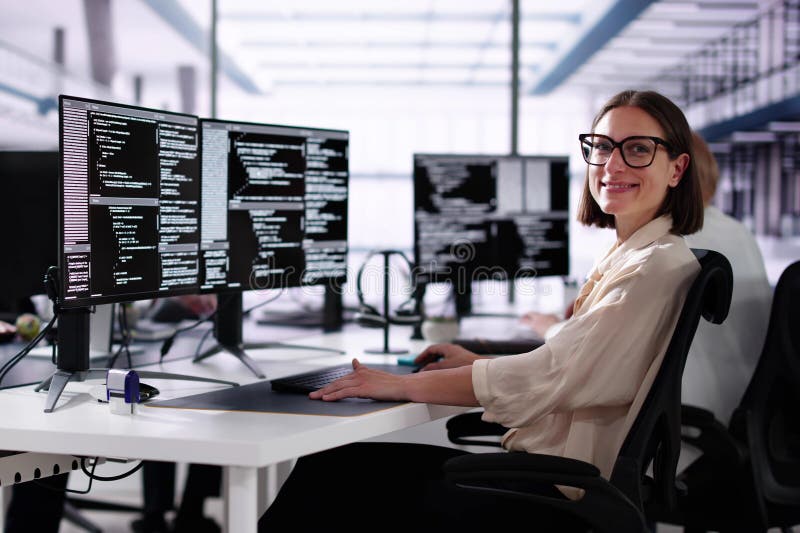 African American Coder Using Computer at Desk Stock Photo - Image of programmer, person: 321400106