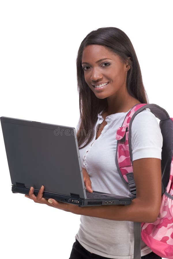 African American College Student with Laptop PC Stock Photo - Image of ...