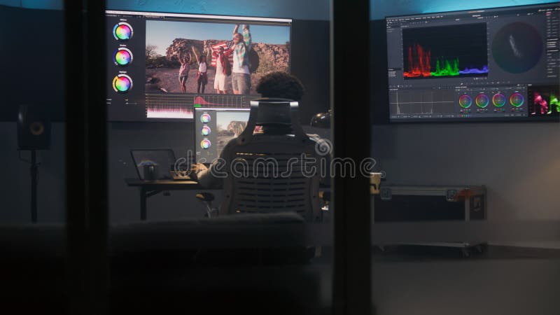 African American Colorist Does Color Grading Stock Image - Image of ...