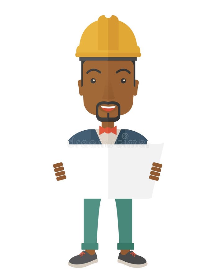 African-american Construction Worker Holding the Stock Vector ...