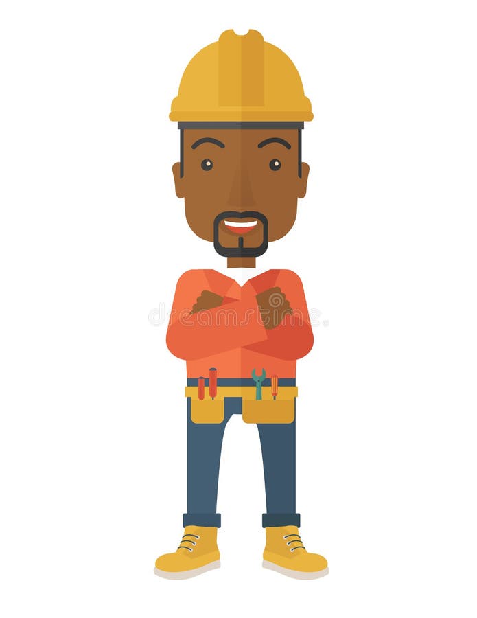 African-american Constructions Worker Stock Vector - Illustration of ...