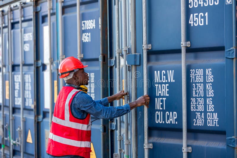 African American Container Warehouse Worker. Foreman Control Loading ...