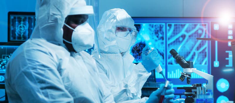 African-american Doctor in Protective Suit is Doing a Science ...