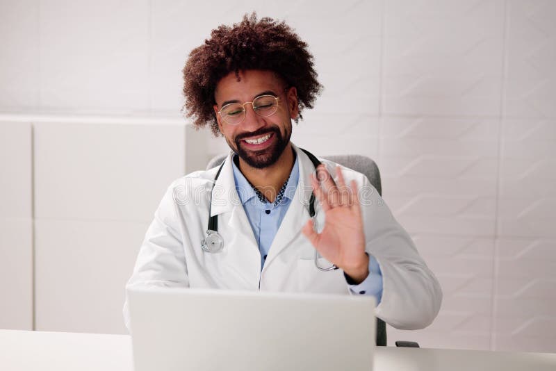 African American Doctor Video Conference Call Stock Photo - Image of ...