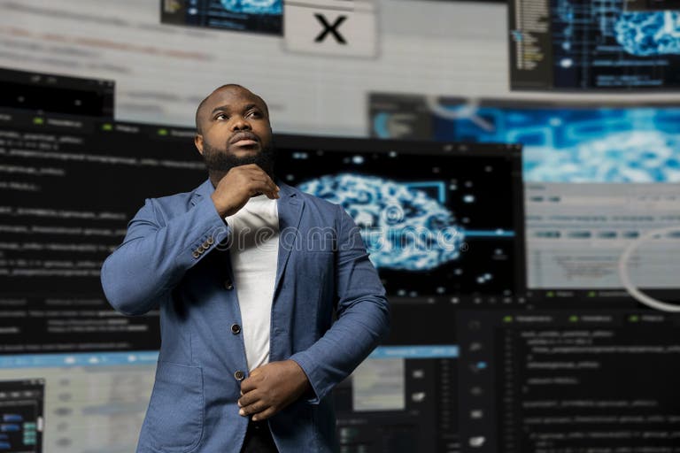 African American it Engineer Analyzing Programming Language for Automation Stock Image - Image ...