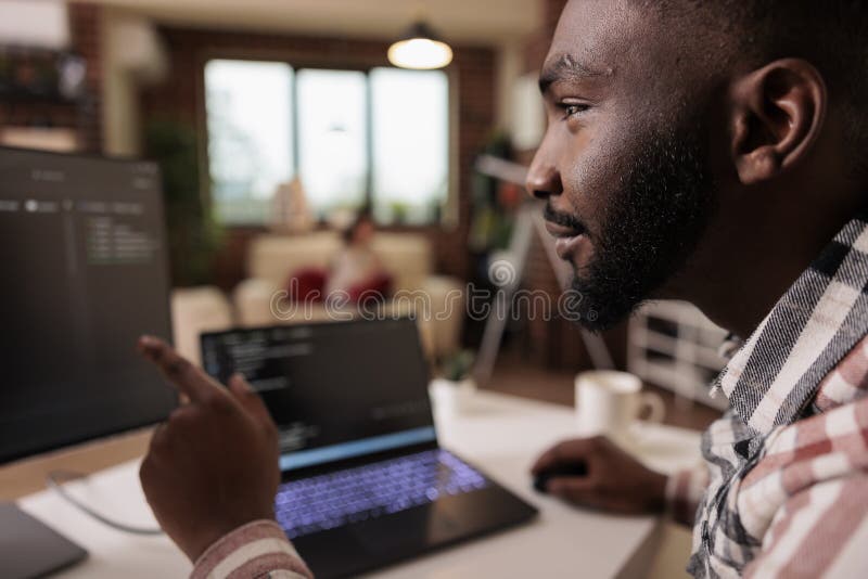 African American it Engineer Programming Binary Code Stock Image ... African American it Engineer Programming Binary Code Stock Image ...