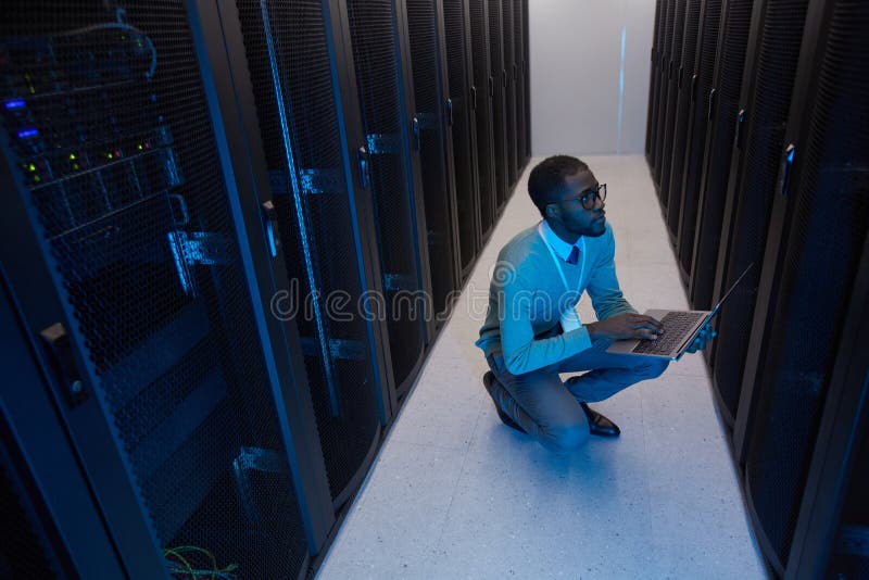 African American it Engineer in Server Room Stock Photo - Image of ...