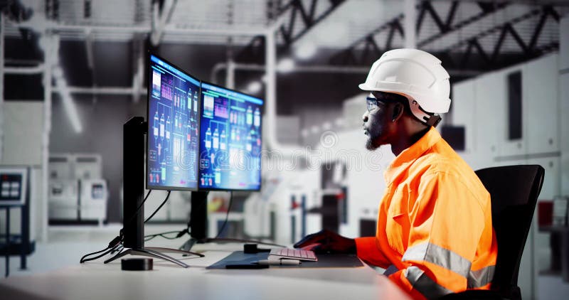 African American Engineer Using Computer Stock Image - Image of ...
