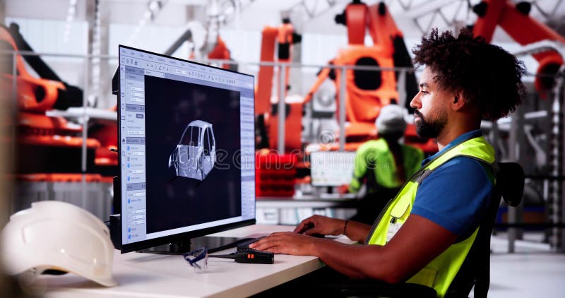African American Engineer Using Computer Stock Image - Image of ...