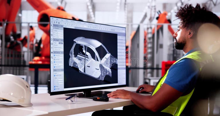 African American Engineer Using Computer Stock Photo - Image of factory ...