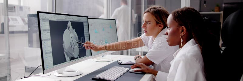 African American Engineer Using 3D Computer Stock Photo - Image of ...