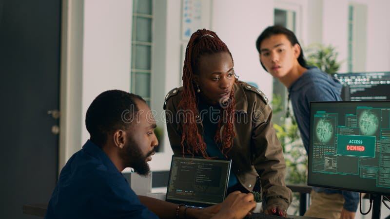 African American Engineers Programming Code Encountering System Error Stock Photo - Image of ...