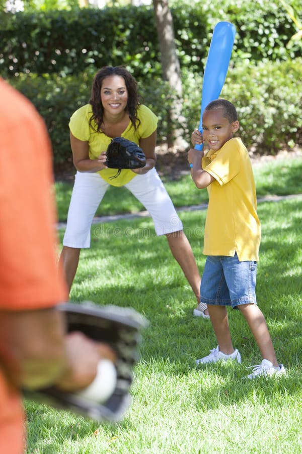 African American Family Playing Baseball Stock Photo - Image of african ...