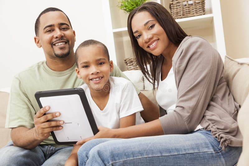 African American Family Using Tablet Computer Stock Photo - Image of ...