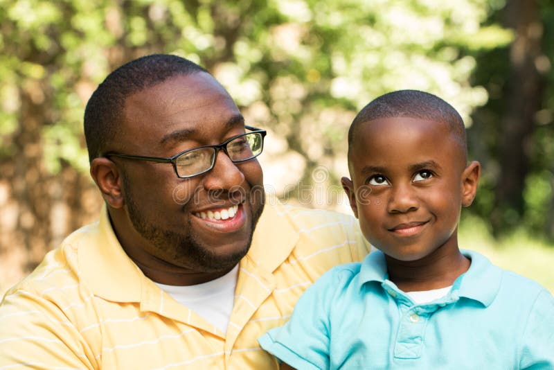 African American Father and Son. Stock Image - Image of hugging ...